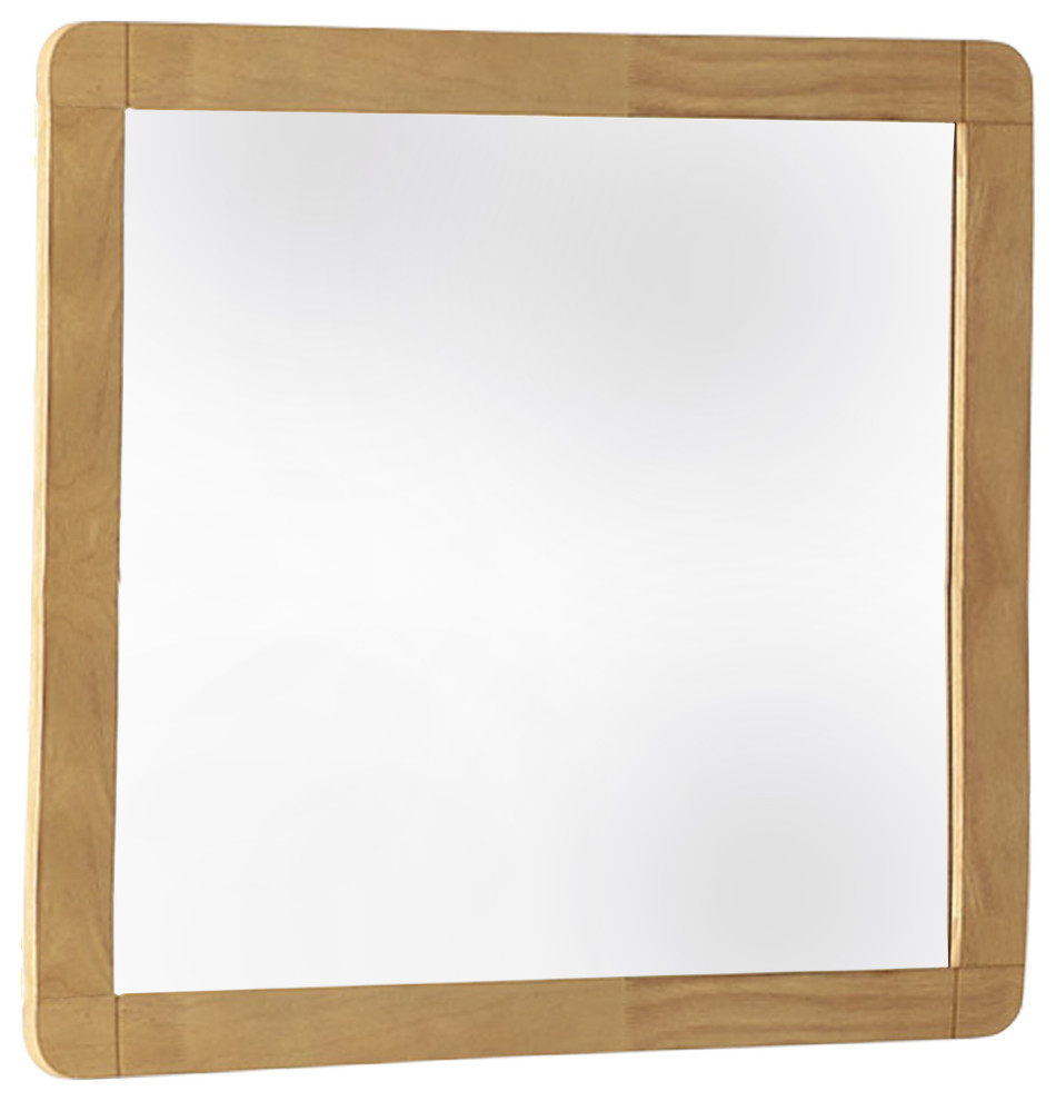 Modern wooden Frame Dresser Mirror with Curved Corners, Light Brown ...