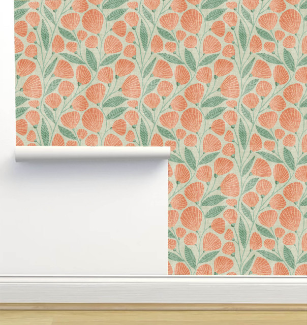 Cecile Green Wallpaper, 24"x72" - Contemporary - Wallpaper - by ...