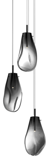 Large 3-Light Round LED Pendant, Satin Black - Contemporary - Pendant ...