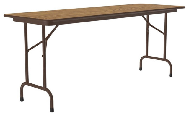 Pemberly Row 24"W x 72"D Melamine Top Folding Table in Medium Oak ...
