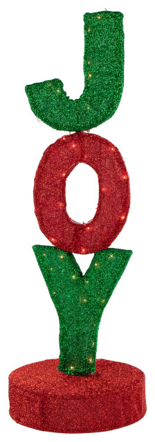 39" Lighted Red and Green Joy Outdoor Christmas Sign Decoration ...
