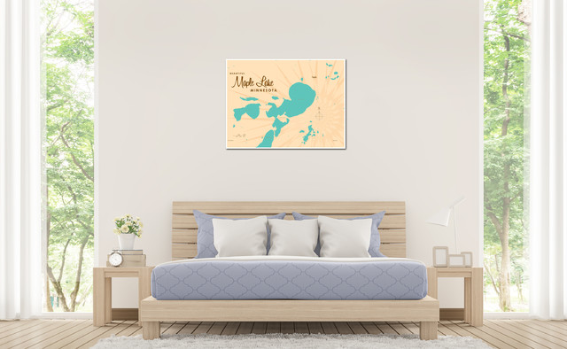 Lakebound Maple Lake Minnesota Map Art Print, 18"x24" - Contemporary ...