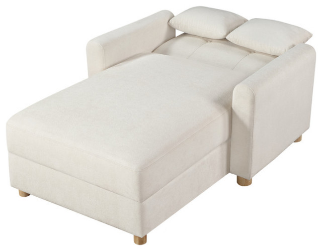 Thomas 42.5"W Fabric Convertible Sleeper Chaise Lounge Chair With ...