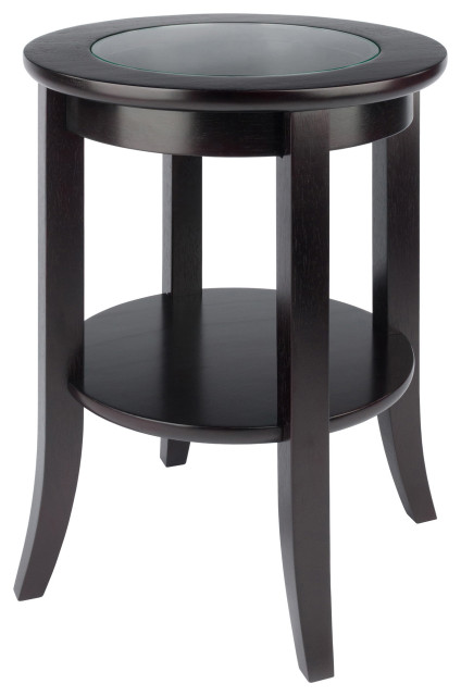 Genoa End Table, Glass Inset, one shelf - Transitional - Side Tables ...