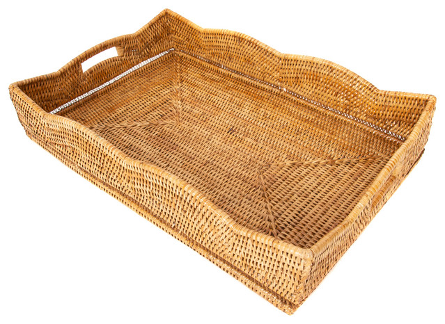 Artifacts Rattan™ Scallop Collection Rectangular Tray - Tropical ...