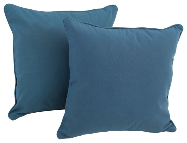 18" Double-Corded Solid Twill Square Throw Pillows, Set of 2, Indigo ...