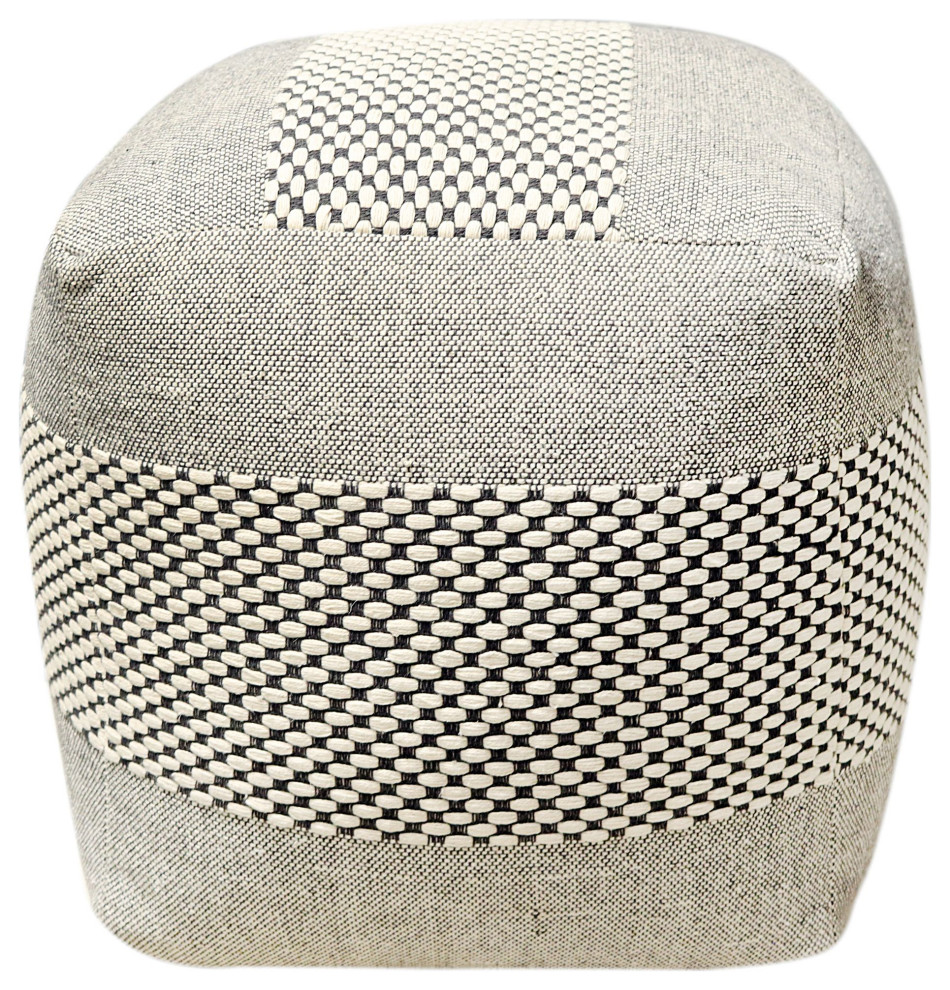 Off-white Hand-woven Westerfeld Pouf, 18" Cube, 18" Cube - Transitional - Floor Pillows And ...