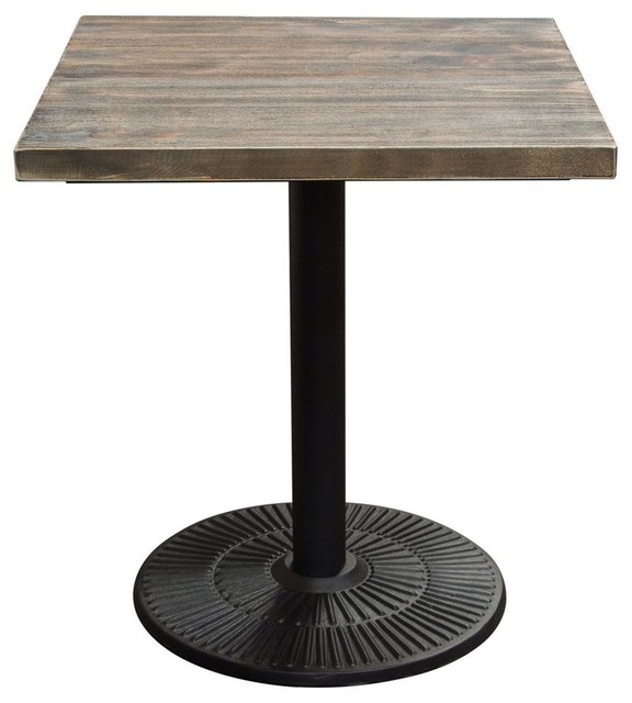Pine Wood Square Table with Iron Pedestal Style Base, Brown and Black ...