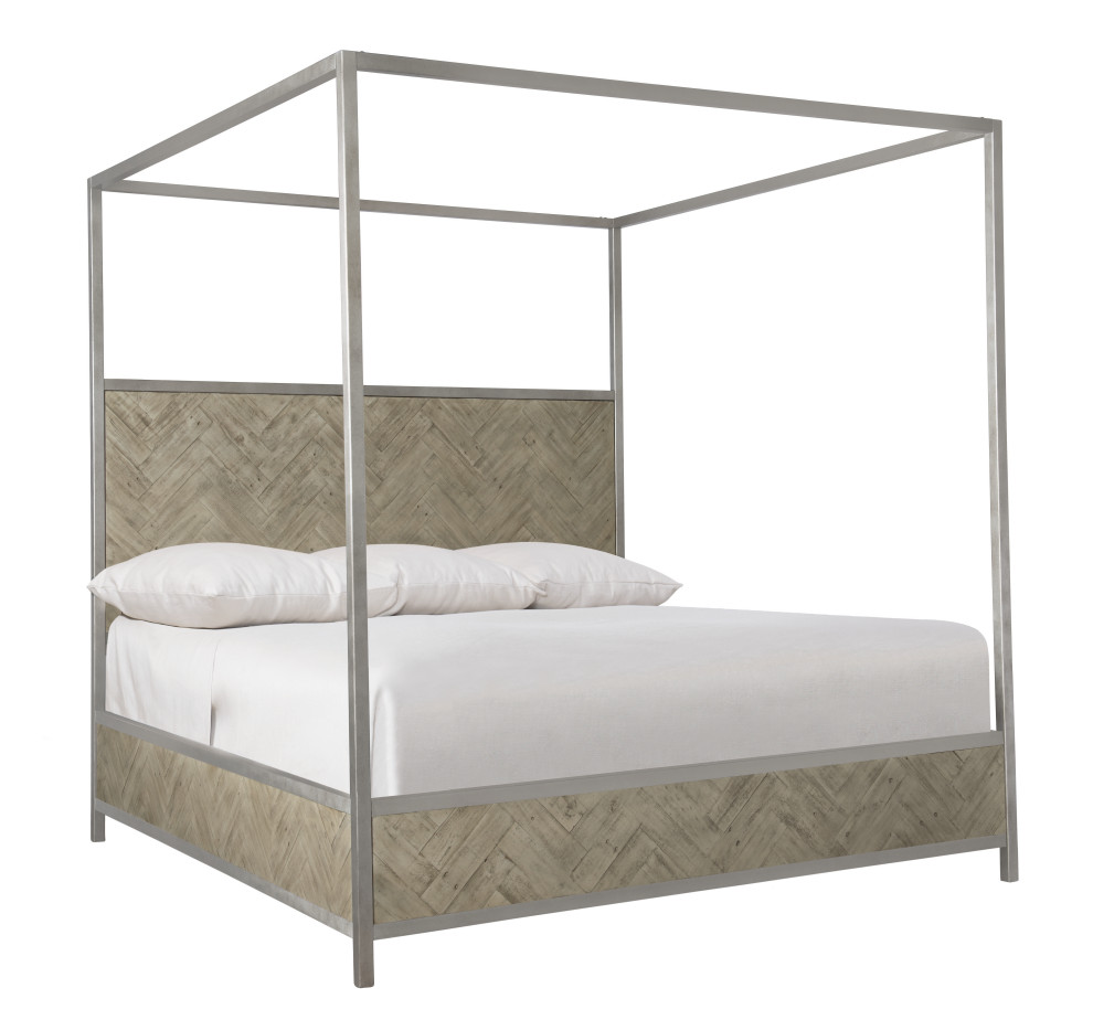 Bernhardt Loft Milo Canopy Bed, Morel/Glazed Silver, King - Farmhouse ...