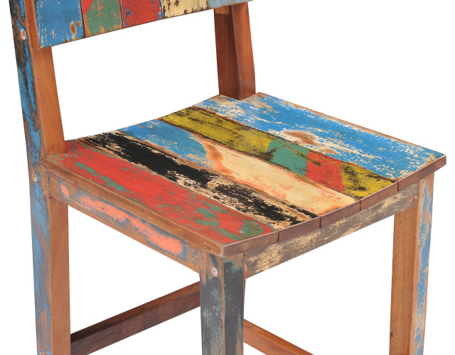 Bar Stool, Made from Recycled Teak Wood Boats - Farmhouse - Bar Stools ...