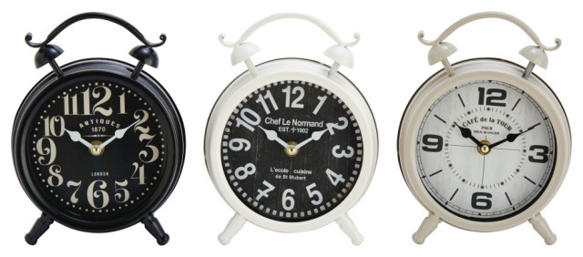 Vintage White Metal Clock Set 52575, S/3 6"W, 8"H - Midcentury - Desk ...