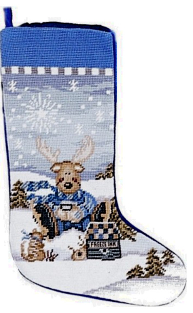 Needlepoint Hand-Embroidered Wool Stocking Christmas Gift - Traditional ...