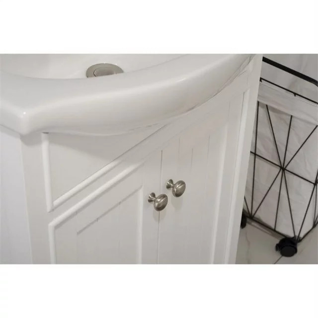 24" Farmhouse Bathroom Vanity, Grooved Doors & Porcelain Sink ...