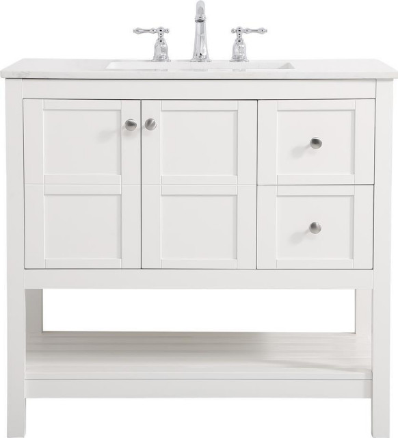 Classic White 36" Bathroom Vanity, Single - Transitional - Bathroom ...