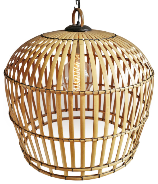 Bamboo Strip Cage Pendant Light - Tropical - Pendant Lighting - by ...