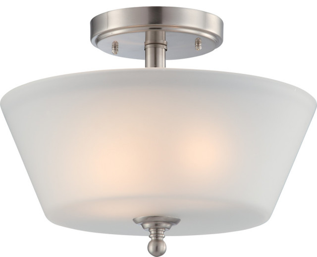 Surrey 2 Light - Semi Flush Fixture With Auburn Beige Glass ...
