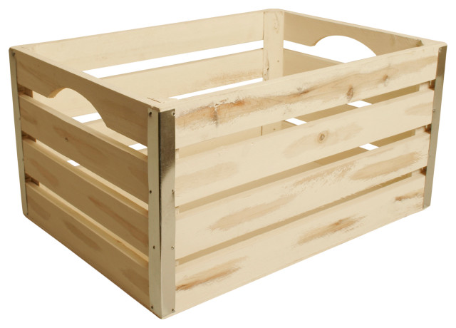 Set Of 3 Mediumium Whitewash Wood Crates - Farmhouse - Baskets - by ...