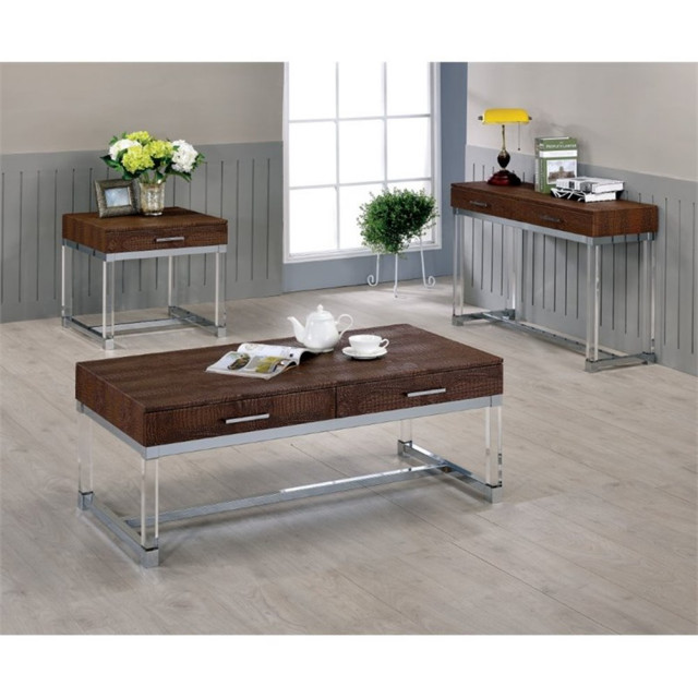 Furniture of America Romano Contemporary Metal 2-Drawer Console Table ...