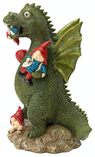 Dragon's Gonna Get Ya! Garden Gnome Apocalypse Statue - Contemporary ...