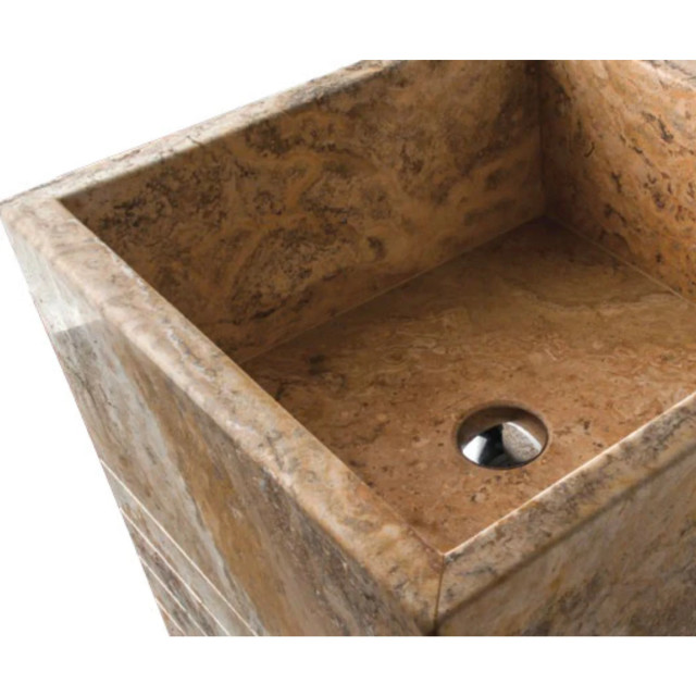 Scabos Travertine Pedestal Stand-Alone Cone Shaped Sink (W)16" (L)16 ...