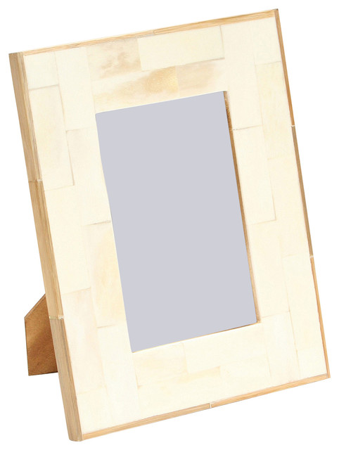 Sahara White Bone Frame With Bamboo Frame, 5"x7" - Transitional ...
