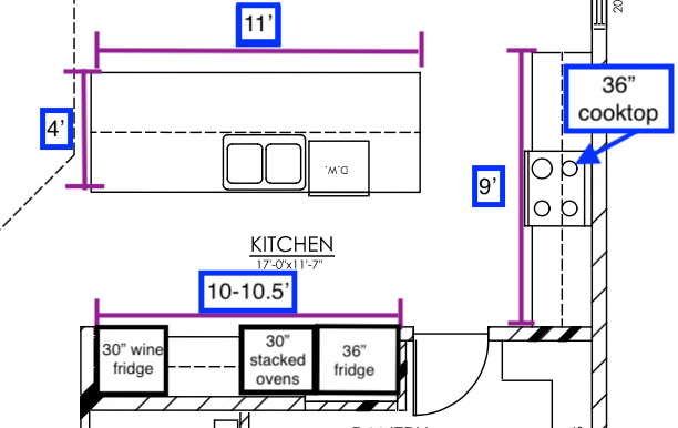 Stacked or side-by-side wall ovens and help with kitchen layout.