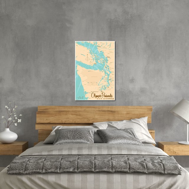 Lakebound Olympic Peninsula Map Art Print, 24"x36" - Contemporary ...