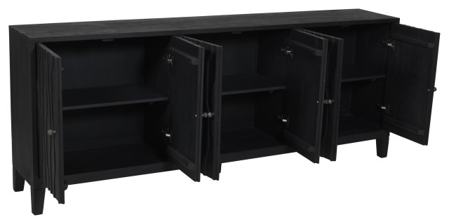 Orchard 6-Door Sideboard, Transitional Graphite Black, Reclaimed Solid ...