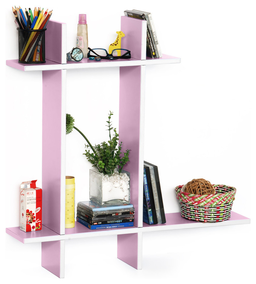 Pale Pink-B Leather Cross Type Shelve / Book Shelve / Floating Shelve ...