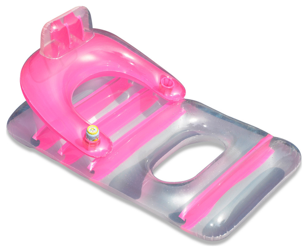 66" Inflatable Pink & Clear Classic Swimming Pool Lounge Chair - Pool ...