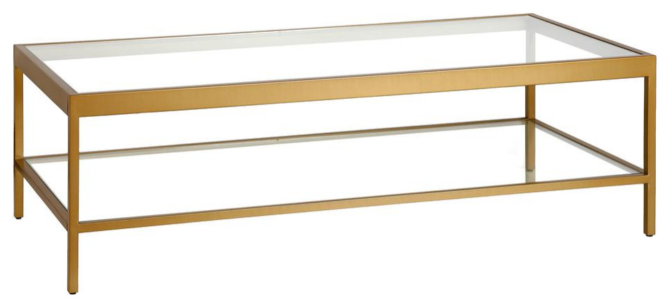 Alexis 54'' Wide Rectangular Coffee Table in Brass - Contemporary ...