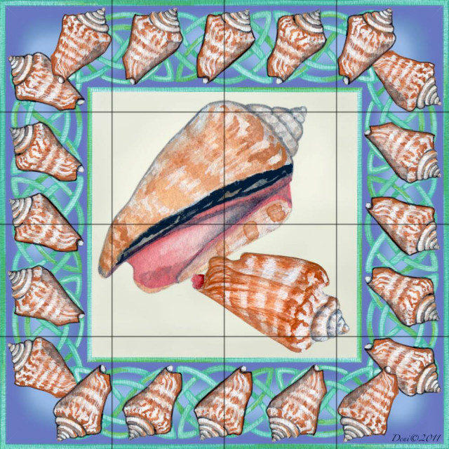 Tile Mural Kitchen Backsplash Seashell Square 4 by Denise Freeman, 17 ...