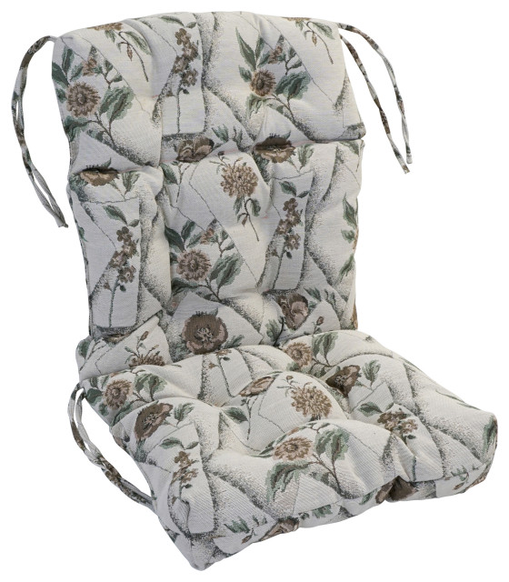 20"X42" Polyester Outdoor Tufted Chair Cushion, Botanical Postcards ...