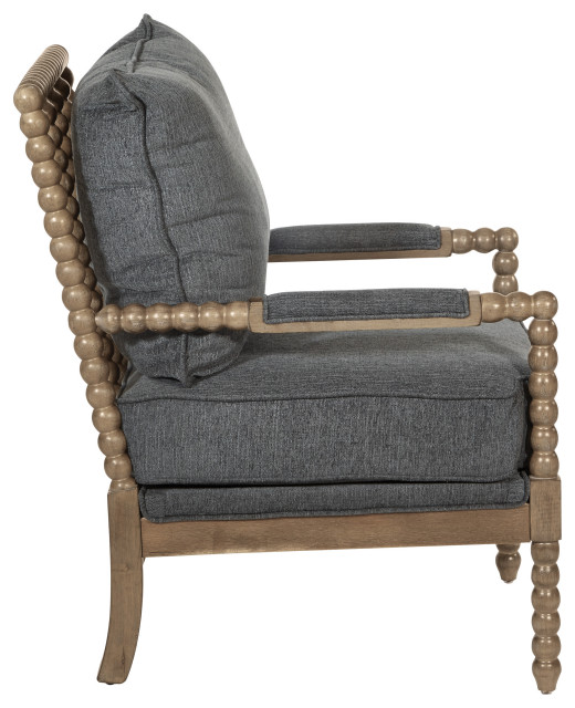 Fletcher Spindle Chair, Charcoal Fabric With Rustic Brown Finish ...