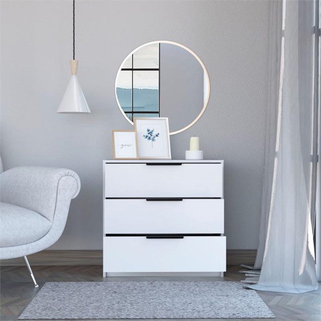 Home Square 2-Piece Set with 3 Drawers Dresser and Night Stand in White ...