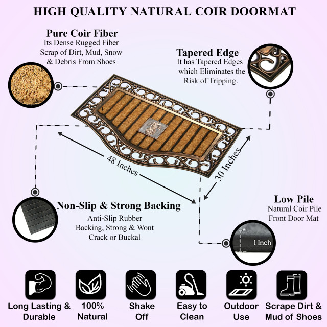 A1HC First Impression Natural Copper Finish Rubber and Coir Brush Mat ...