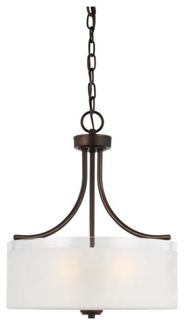 15.25"27.9W 3 LED Pendant Burnt Sienna Clear/Satin Etched Glass, Burnt ...