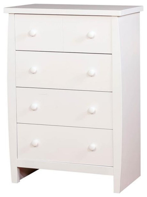 Four Drawer Solid Wood Chest with Round Pull Out Knobs White ...