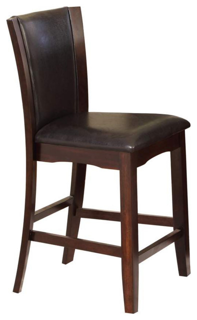 Wooden Counter Height Chair with Raised Back, Set of 2, Brown ...