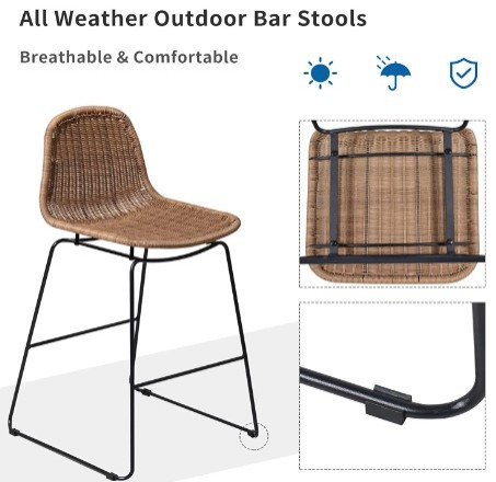 Wicker Garden Patio Bar Stools Set of 2 - Contemporary - Bar Stools And ...