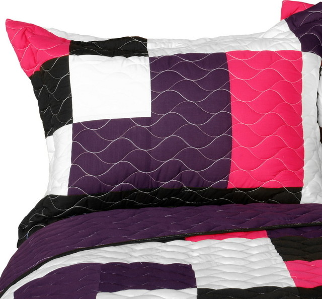 Enough 3PC Vermicelli - Quilted Patchwork Quilt Set (Full/Queen Size ...