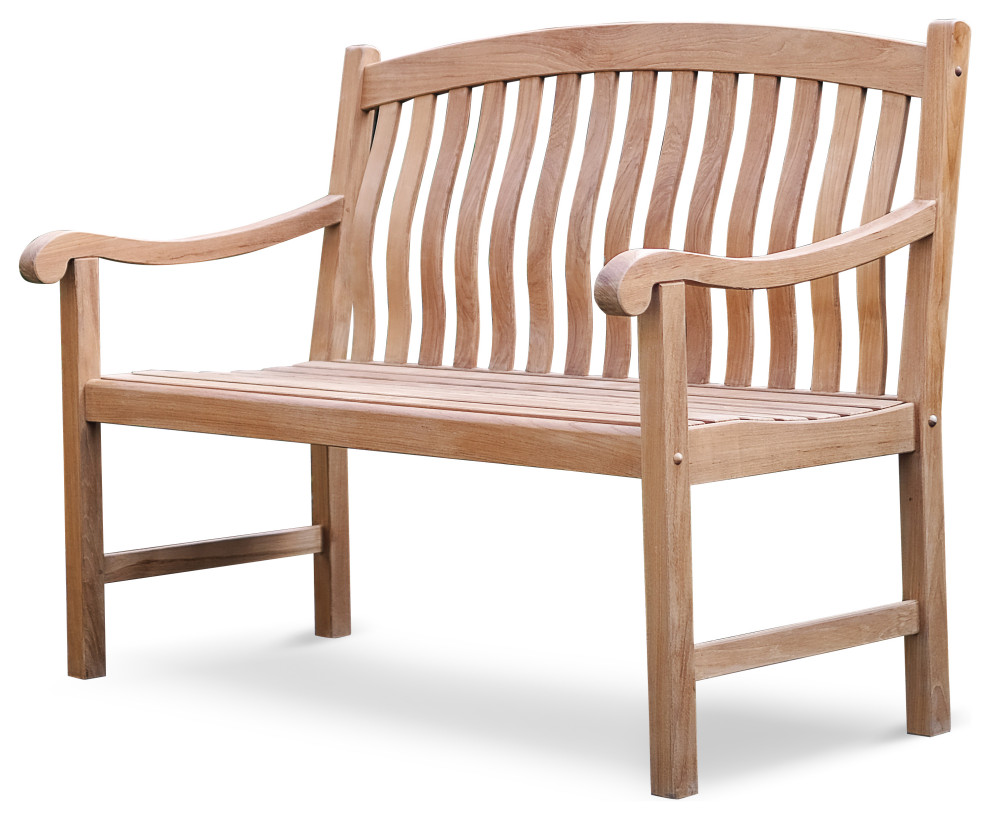 Vermont Teak Wood Outdoor Bench - Transitional - Outdoor Benches - by ...