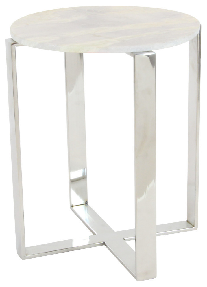 Modern White Marble Accent Table 57341 - Contemporary - Side Tables And ...