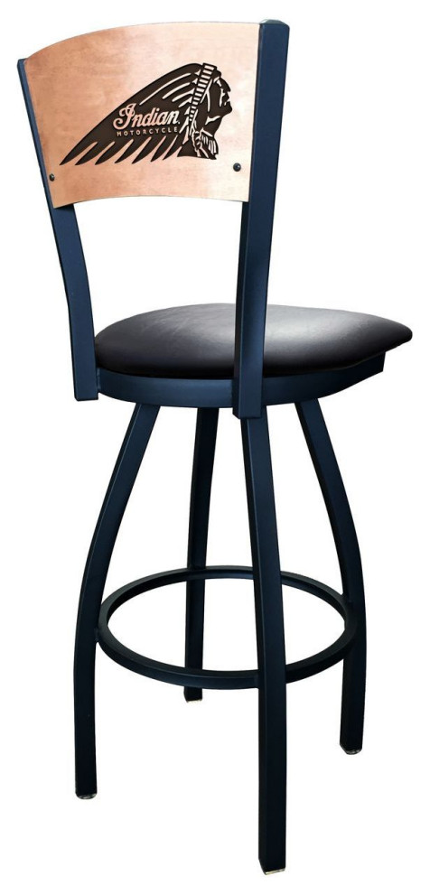 Holland L038 Engraved Indian Motorcycle 25" Counter Stool -Black/Vinyl ...