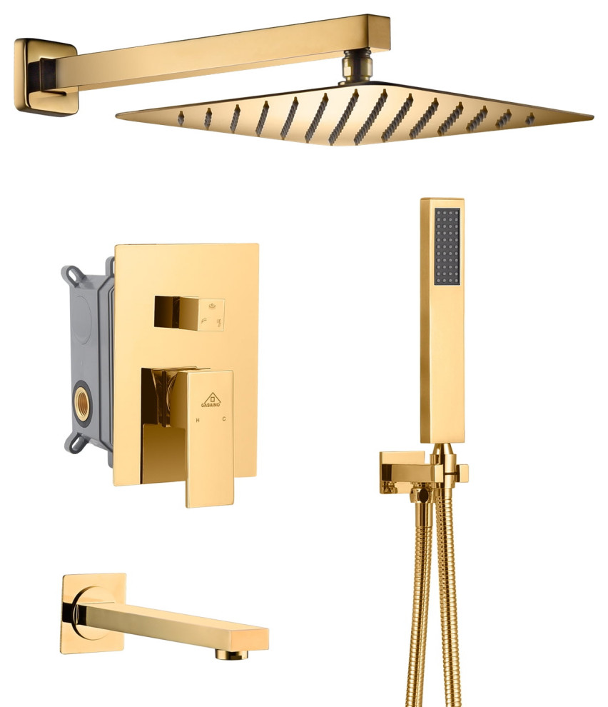 CASAINC 10" Wall Mounted Luxury Dual Rainfall Shower System Kit w ...