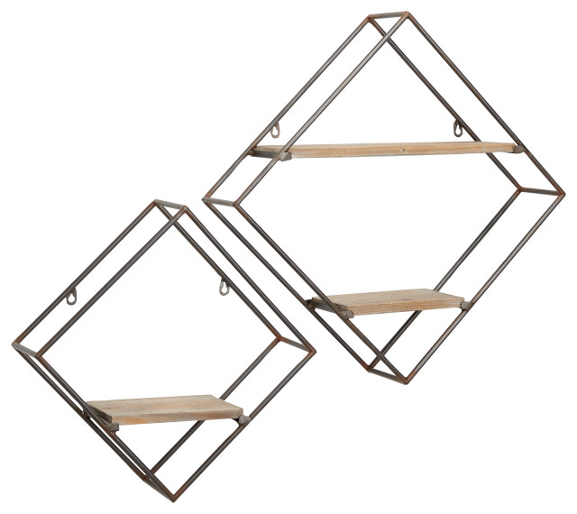 Industrial Black Metal Wall Shelf 89388, S/2 12", 16"H - Industrial ...