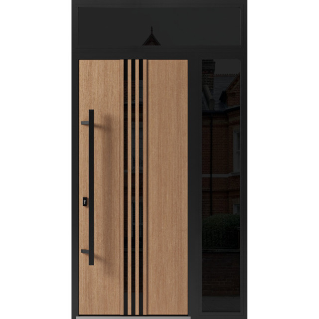 Exterior Prehung Steel Door Ronex 1055 Teak, 52 x 96 - Transitional ...