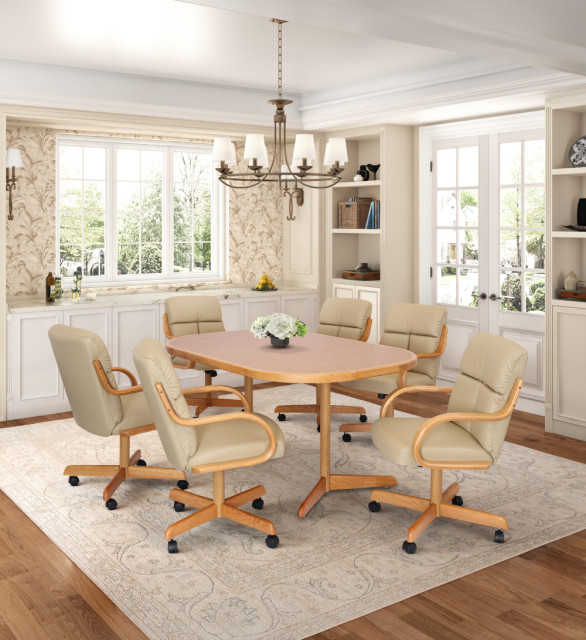 7-Piece 42x[42/60] Caster Dining Set Laminate Table Top & Desert Caster ...