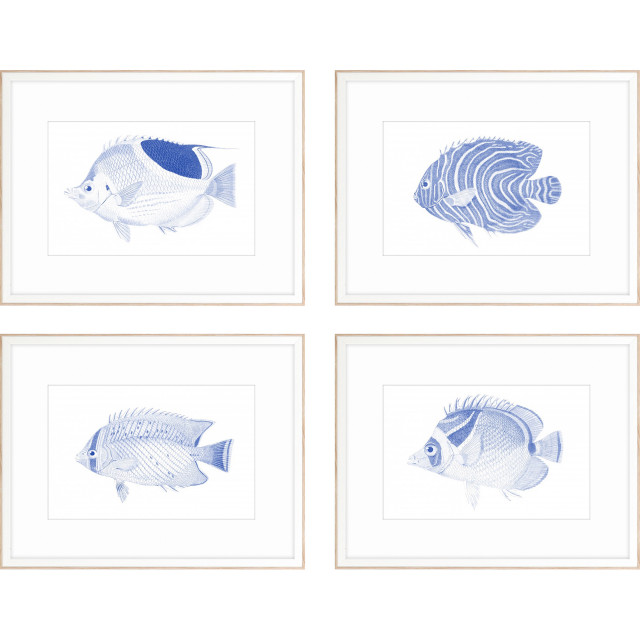 Blue Fish Artwork, 4-Piece Set - Beach Style - Prints And Posters - by ...