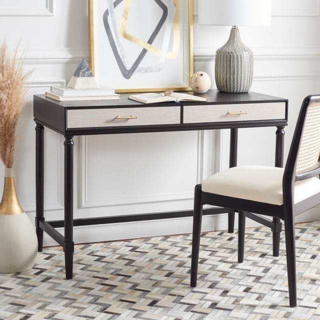 Safavieh Takita 2 Drawer 2 Tone Desk, Black/Natural, #N/A - Traditional ...